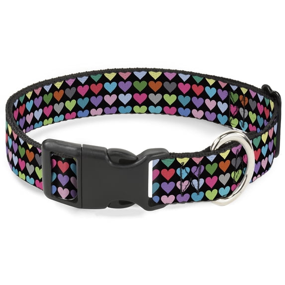 Buckle-Down Pet Collar, Dog Collar Plastic Buckle, Mini Hearts Black ...