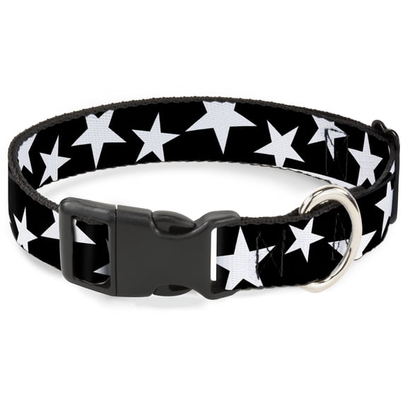 Buckle-Down Pet Collar, Dog Collar Plastic Buckle, Multi Stars Black ...