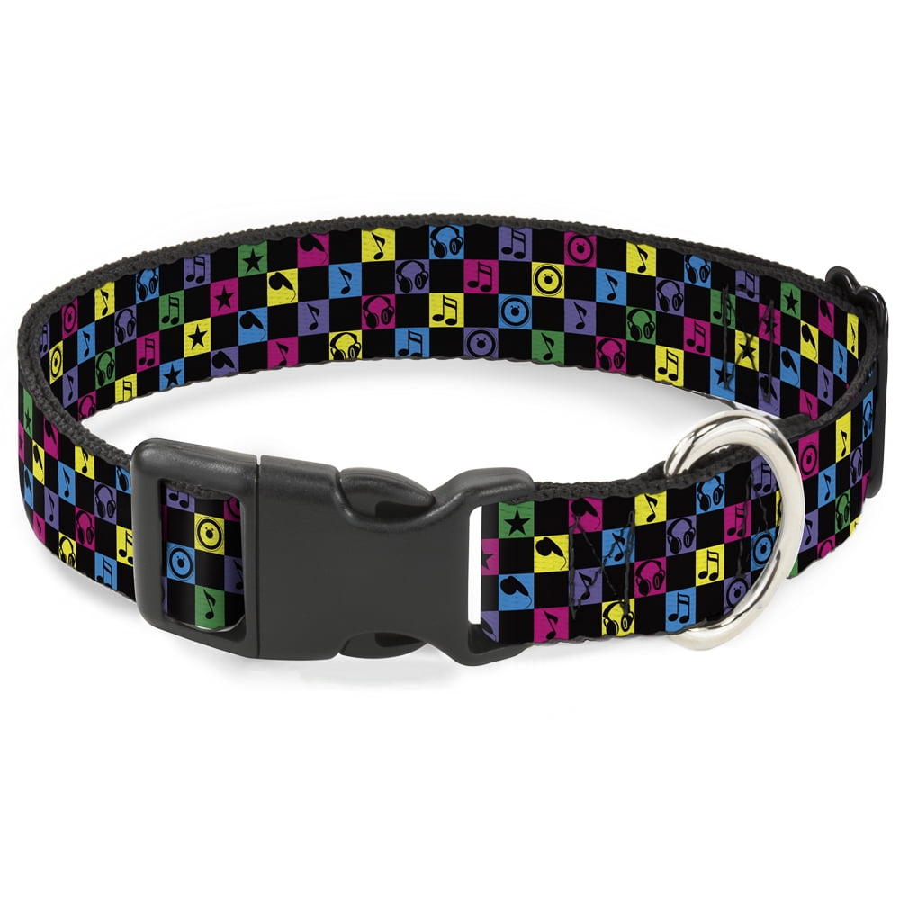 Buckle-Down Pet Collar, Dog Collar Plastic Buckle, Musical Checkers ...