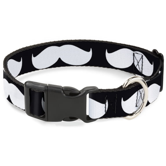 Buckle-Down Pet Collar, Dog Collar Plastic Buckle, Mustache Black White ...