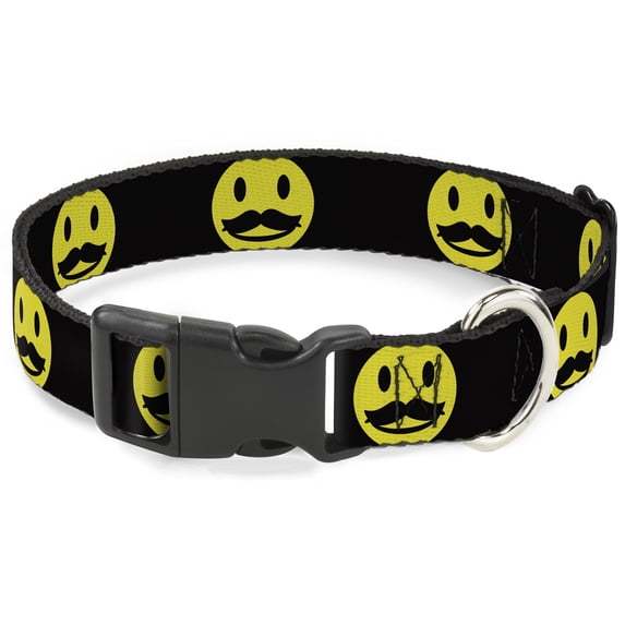 Buckle-Down Pet Collar, Dog Collar Plastic Buckle, Mustache Happy Face ...