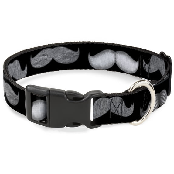 Buckle-Down Pet Collar, Dog Collar Plastic Buckle, Mustaches Black ...