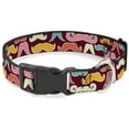 Buckle-Down Pet Collar, Dog Collar Plastic Buckle, Mustaches Brown ...