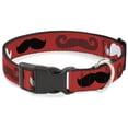 Buckle-Down Pet Collar, Dog Collar Plastic Buckle, Mustaches Red Brown ...