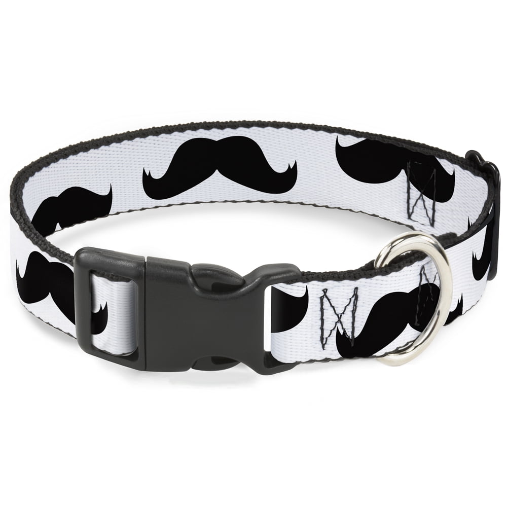 Buckle-Down Pet Collar, Dog Collar Plastic Buckle, Mustaches White ...