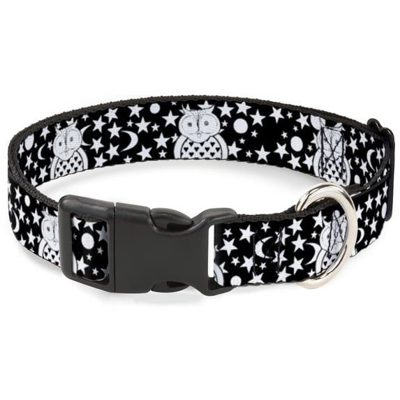 Buckle-Down Pet Collar, Dog Collar Plastic Buckle, Owls Black White, 11 ...