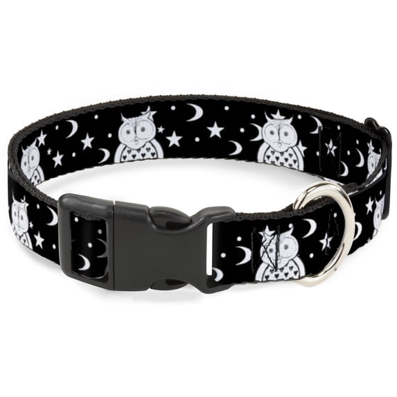 Buckle-Down Pet Collar, Dog Collar Plastic Buckle, Owls Black White, 9. ...
