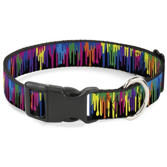 Buckle-Down Pet Collar, Dog Collar Plastic Buckle, Paint Drips Black ...