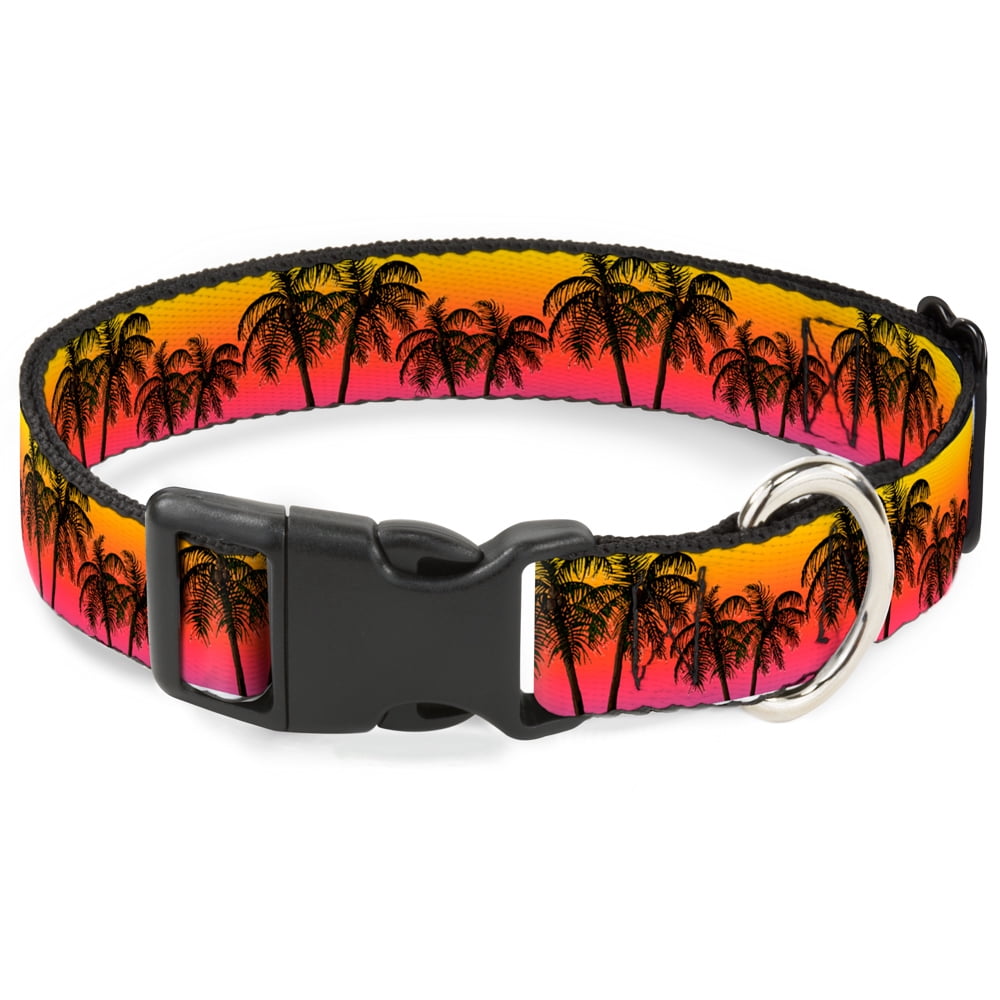 Buckle-Down Pet Collar, Dog Collar Plastic Buckle, Palm Trees Sunset ...