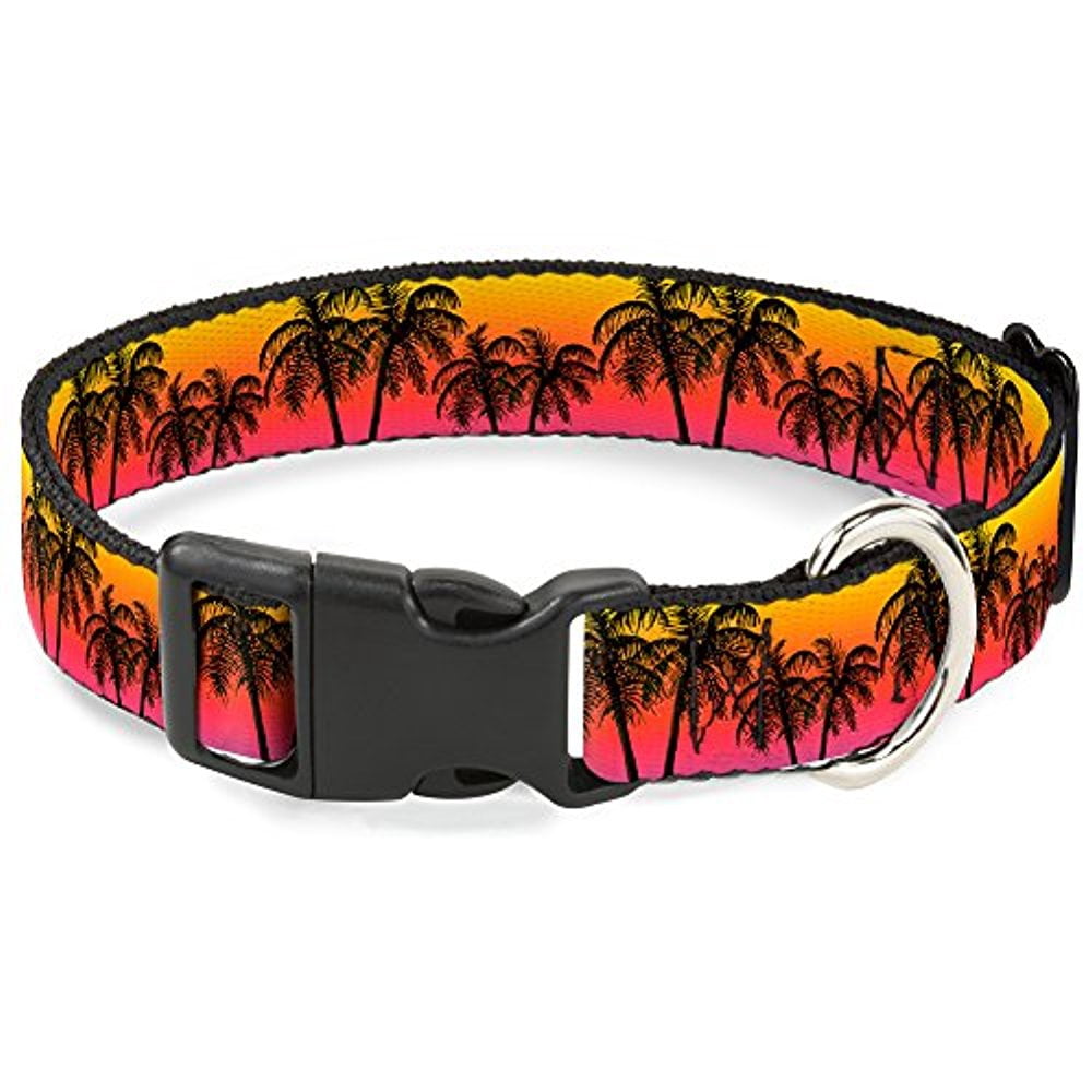 Buckle-Down Pet Collar, Dog Collar Plastic Buckle, Palm Trees Sunset ...