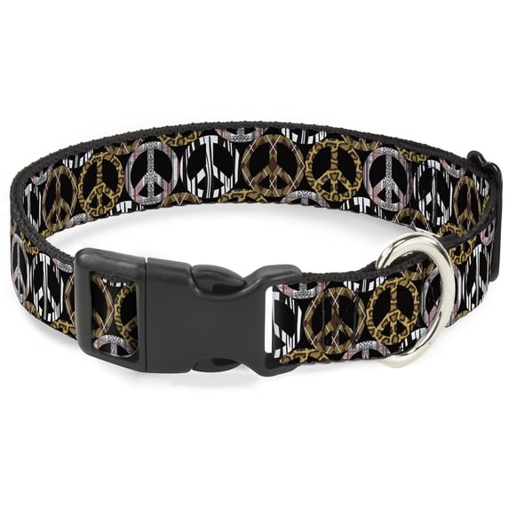 Buckle-Down Pet Collar, Dog Collar Plastic Buckle, Peace Black Animal ...