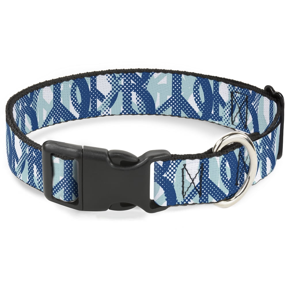 Buckle-Down Pet Collar, Dog Collar Plastic Buckle, Peace Dots White ...