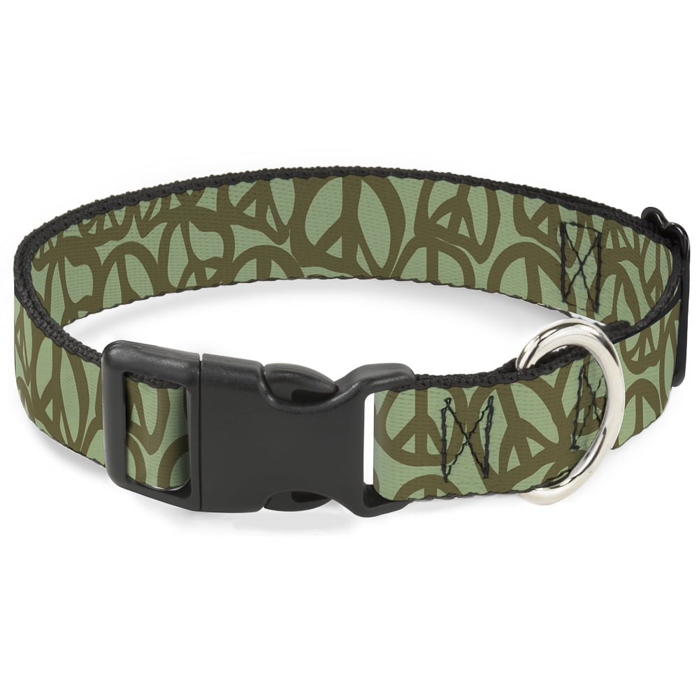 Buckle-Down Pet Collar, Dog Collar Plastic Buckle, Peace Sage Olive, 16 ...