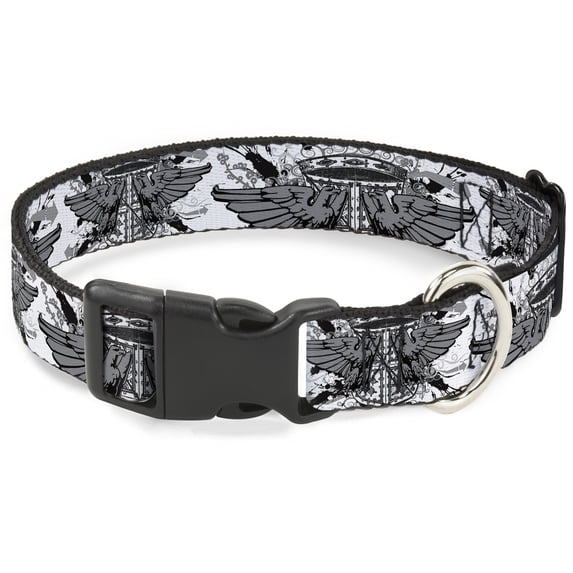 Buckle-Down Pet Collar, Dog Collar Plastic Buckle, Phoenix Shield White ...