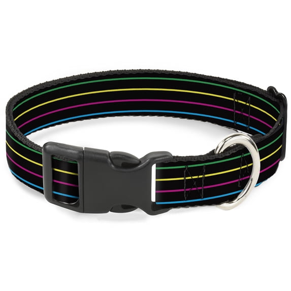 Buckle-Down Pet Collar, Dog Collar Plastic Buckle, Pinstripes Black ...