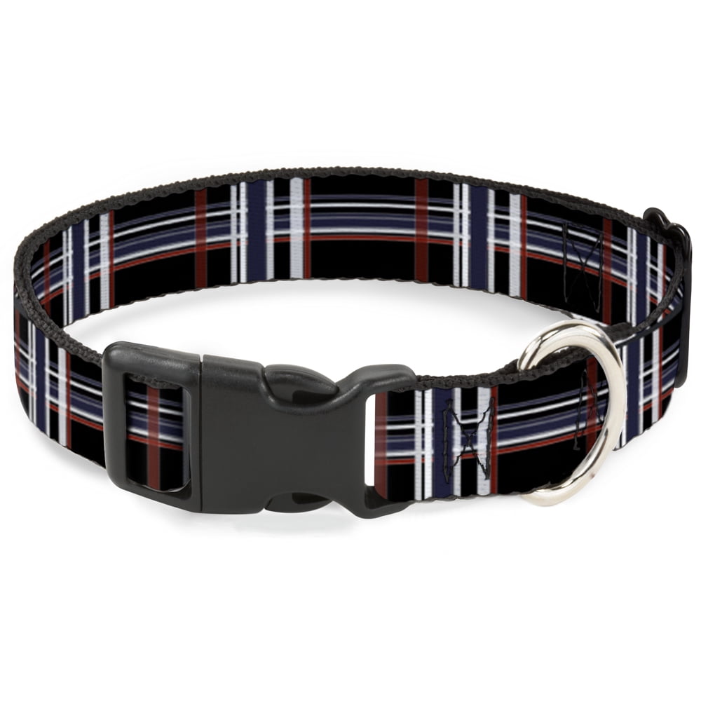 Buckle-Down Pet Collar, Dog Collar Plastic Buckle, Plaid Black Red ...