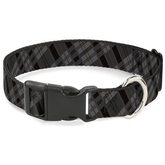 Buckle-Down Pet Collar, Dog Collar Plastic Buckle, Plaid Gray Black ...