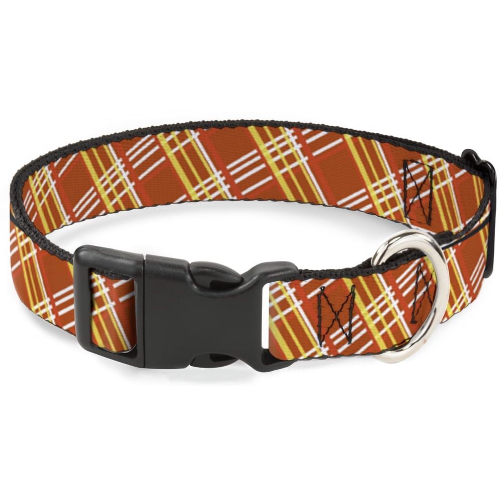 Buckle-Down Pet Collar, Dog Collar Plastic Buckle, Plaid X Oranges ...