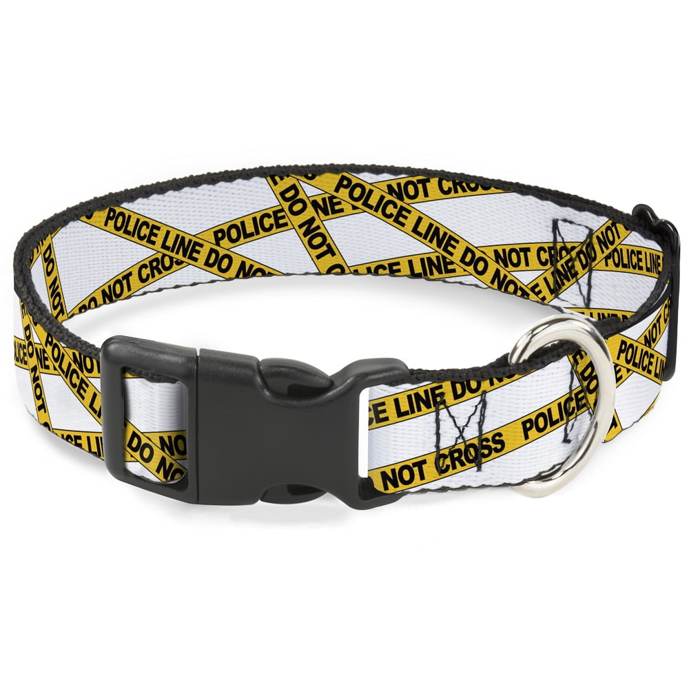 Buckle-Down Pet Collar, Dog Collar Plastic Buckle, Police Line White ...