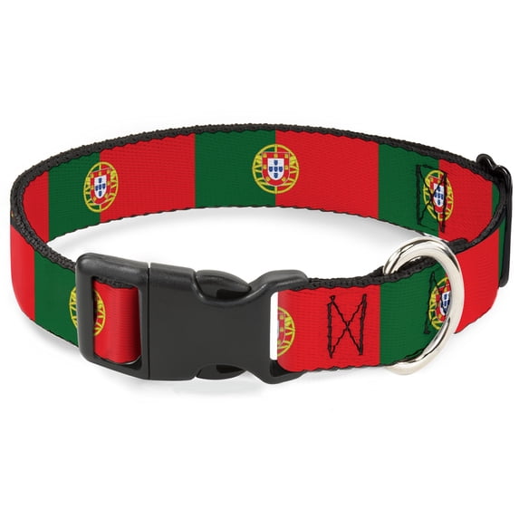 Buckle-Down Pet Collar, Dog Collar Plastic Buckle, Portugal Flag Green ...
