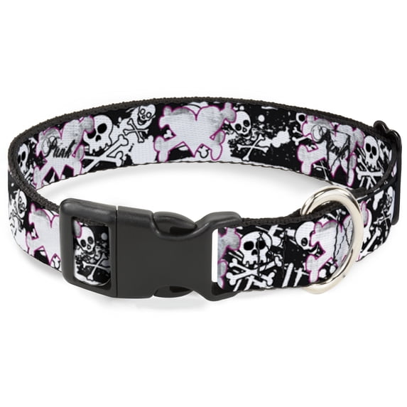 Buckle-Down Pet Collar, Dog Collar Plastic Buckle, Punk Heart Cross ...