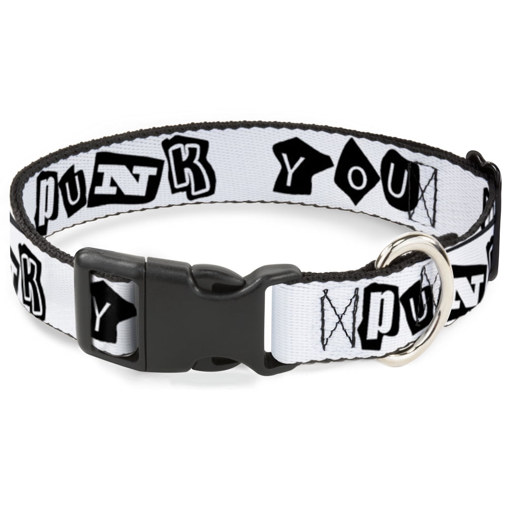 Buckle-Down Pet Collar, Dog Collar Plastic Buckle, Punk You White Black ...