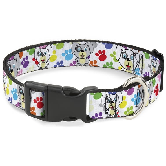 Buckle-Down Pet Collar, Dog Collar Plastic Buckle, Puppies Paw Prints ...