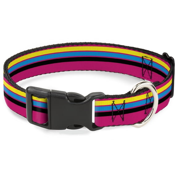 Buckle-Down Pet Collar, Dog Collar Plastic Buckle, Racing Stripes Pink ...