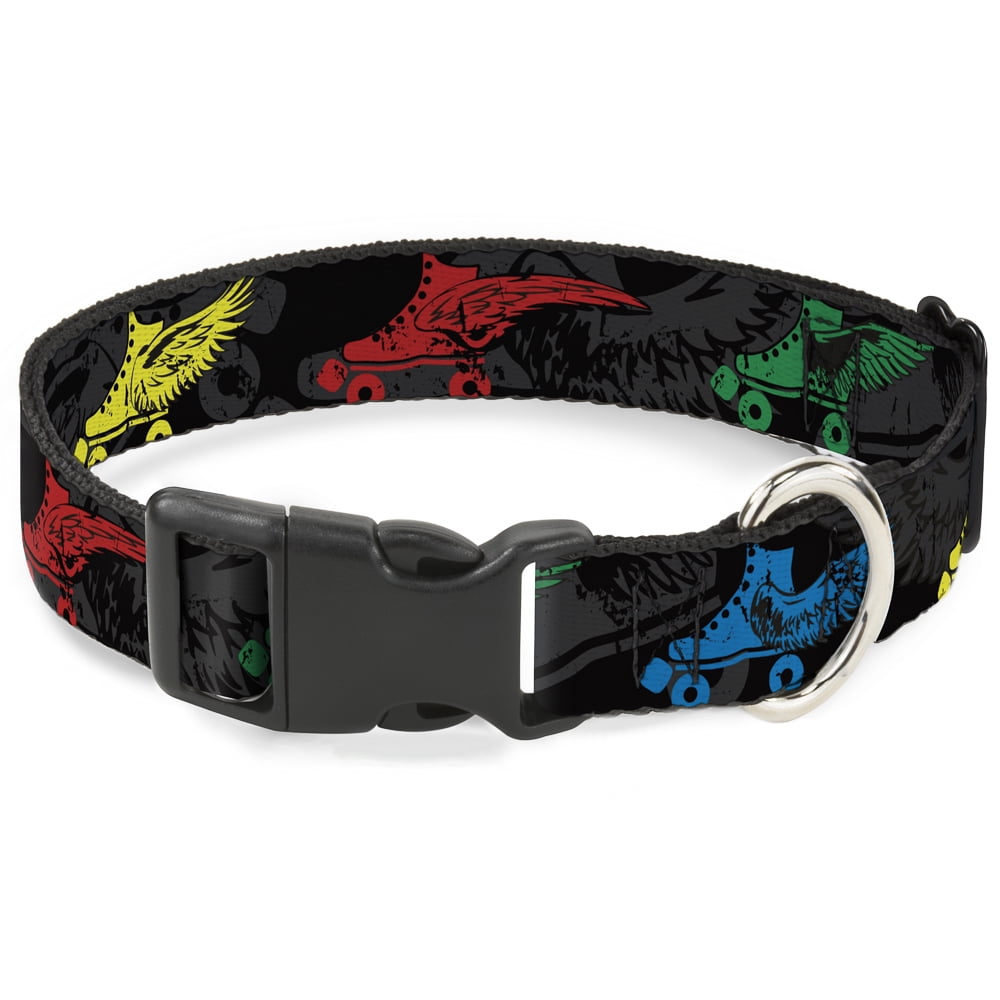 Buckle-Down Pet Collar, Dog Collar Plastic Buckle, Roller Skates Black ...