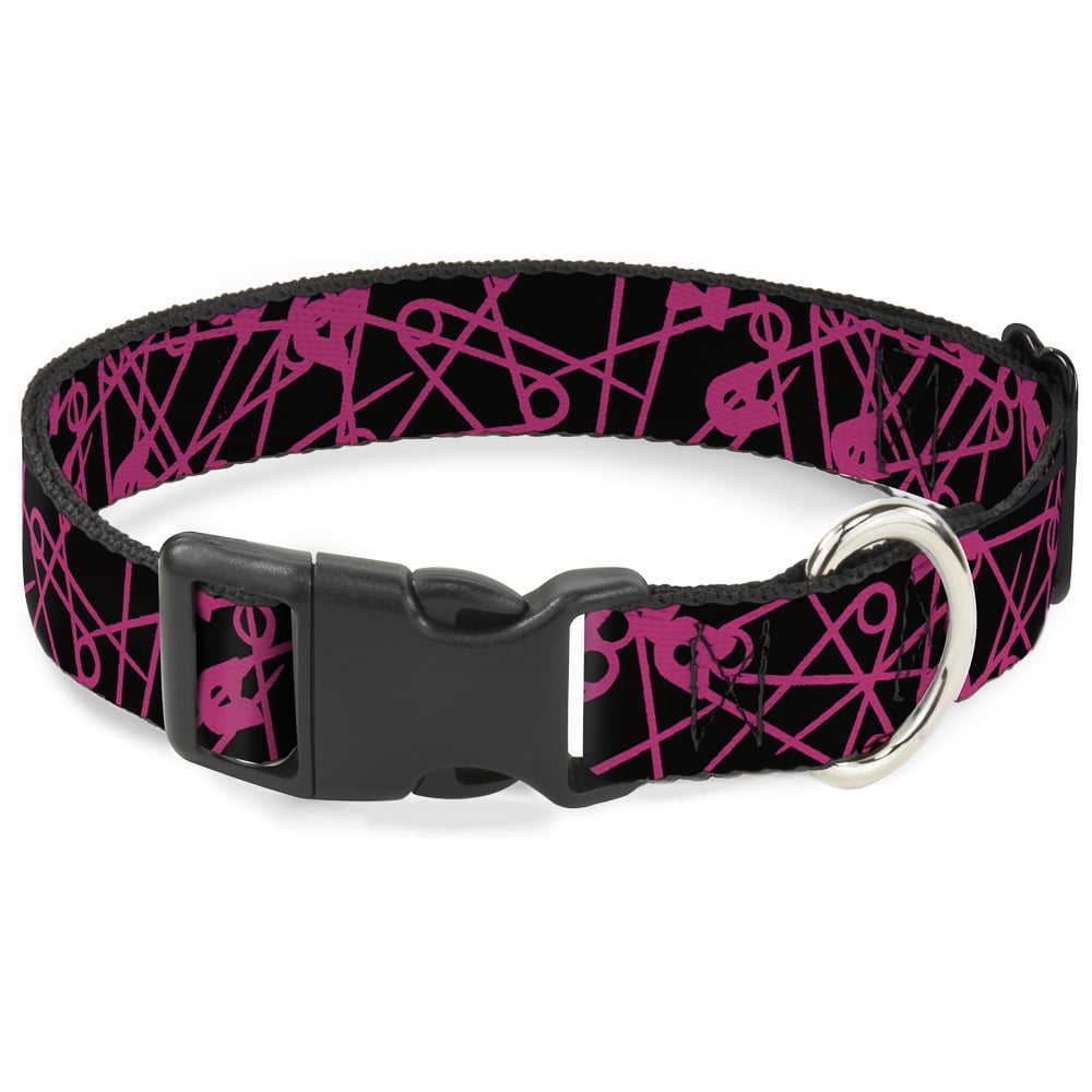 Buckle-Down Pet Collar, Dog Collar Plastic Buckle, Safety Pins Black ...