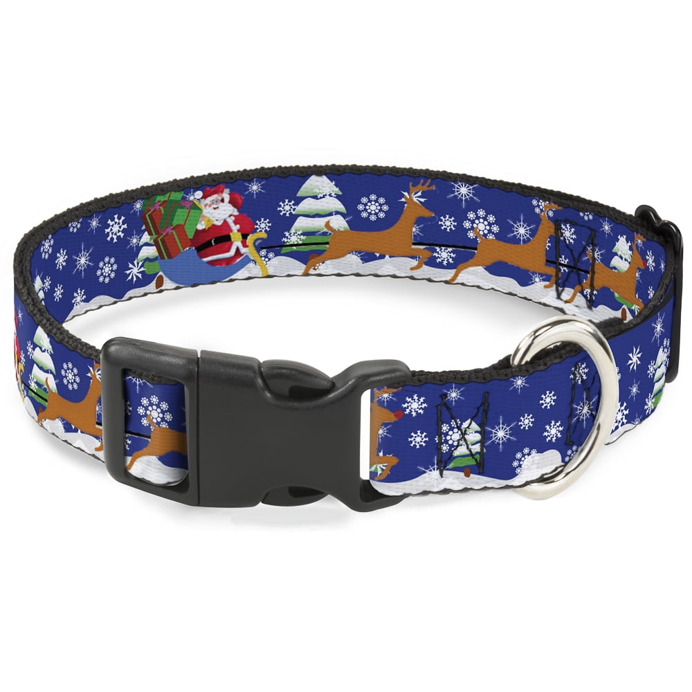 Buckle-Down Pet Collar, Dog Collar Plastic Buckle, Santa Reindeers, 20 ...