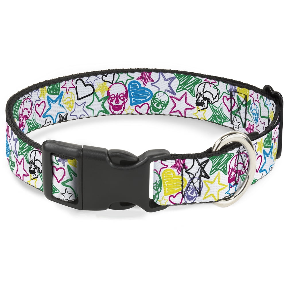 Buckle-Down Pet Collar, Dog Collar Plastic Buckle, Sketch Skull Star ...
