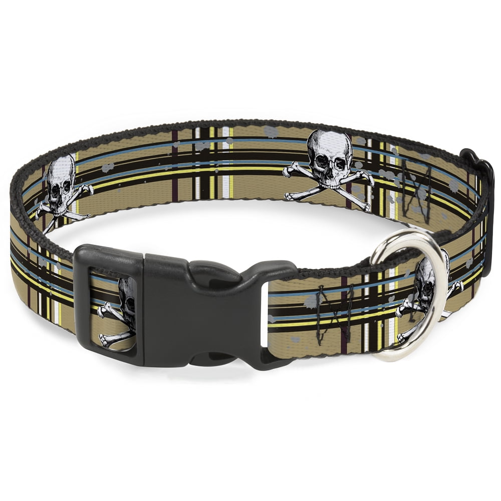 Buckle-Down Pet Collar, Dog Collar Plastic Buckle, Skull Cross Bones ...
