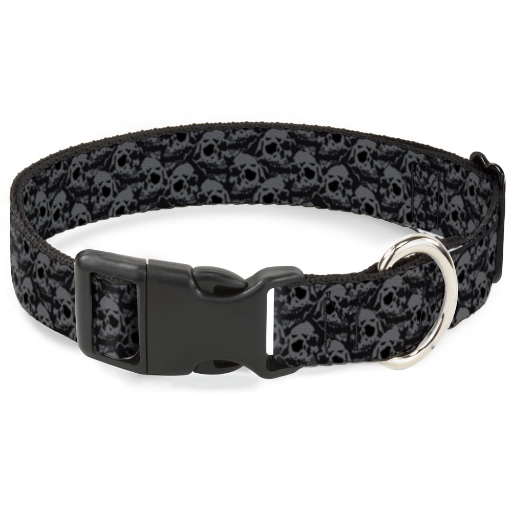 Buckle-Down Pet Collar, Dog Collar Plastic Buckle, Skull Yard Black ...