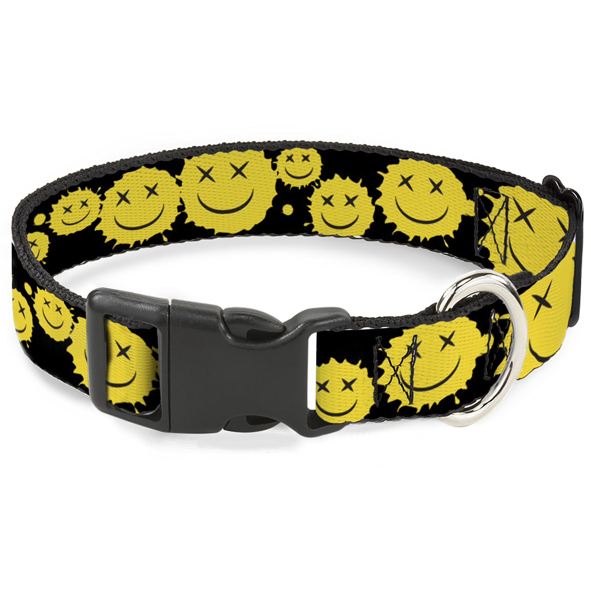 Buckle-Down Pet Collar, Dog Collar Plastic Buckle, Smiley Face Splatter ...