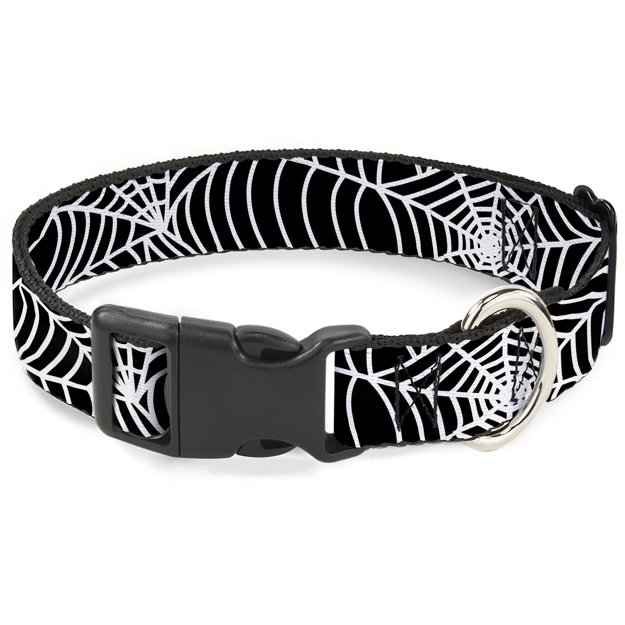 Buckle-Down Pet Collar, Dog Collar Plastic Buckle, Spider Webs Black White, 16 to 23 Inches 1.5 ...