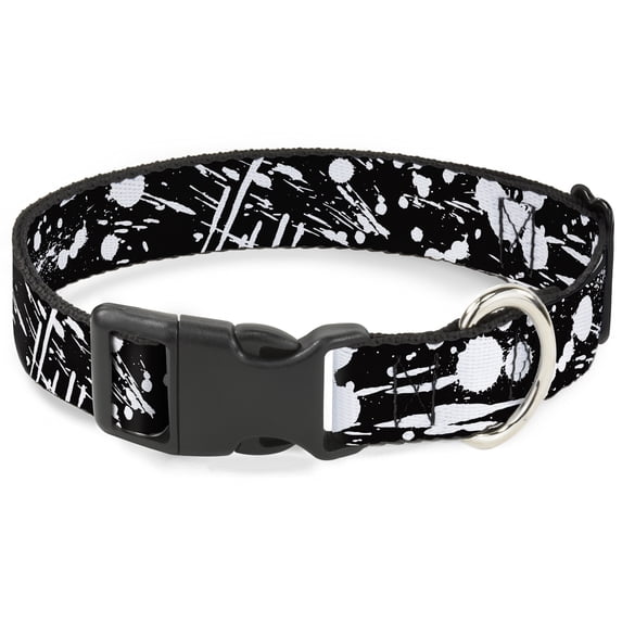 Buckle-Down Pet Collar, Dog Collar Plastic Buckle, Splatter Black White ...