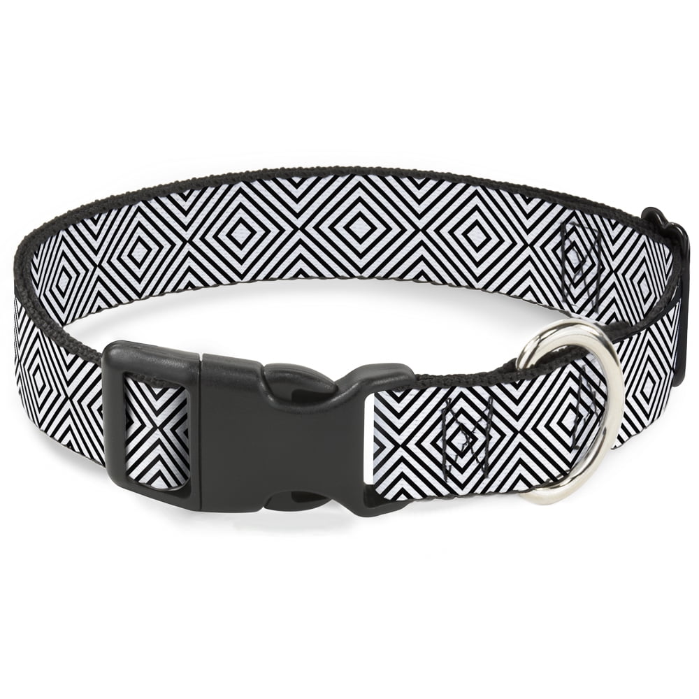 Buckle-Down Pet Collar, Dog Collar Plastic Buckle, Square Lines White ...