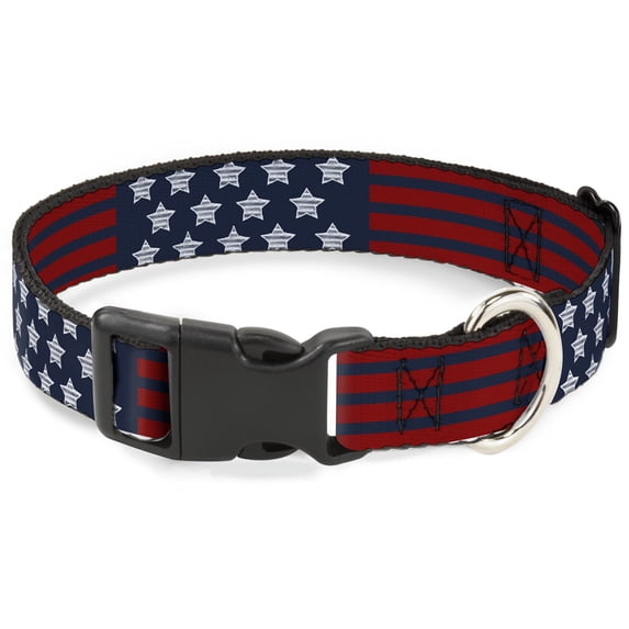 Buckle-Down Pet Collar, Dog Collar Plastic Buckle, Stars Stripes Blue ...