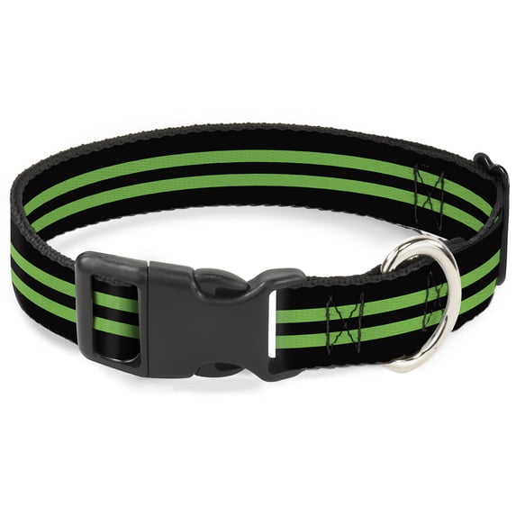 Buckle-Down Pet Collar, Dog Collar Plastic Buckle, Stripe Black Green ...
