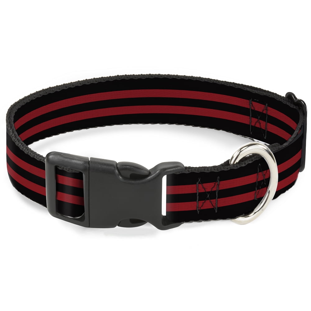 Buckle-Down Pet Collar, Dog Collar Plastic Buckle, Stripe Black Red, 11 ...