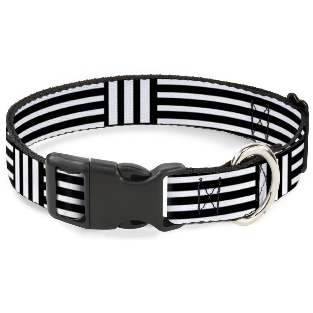 Buckle-Down Pet Collar, Dog Collar Plastic Buckle, Stripe Blocks Black ...