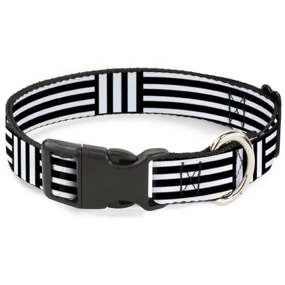 Buckle-Down Pet Collar, Dog Collar Plastic Buckle, Stripe Blocks Black ...