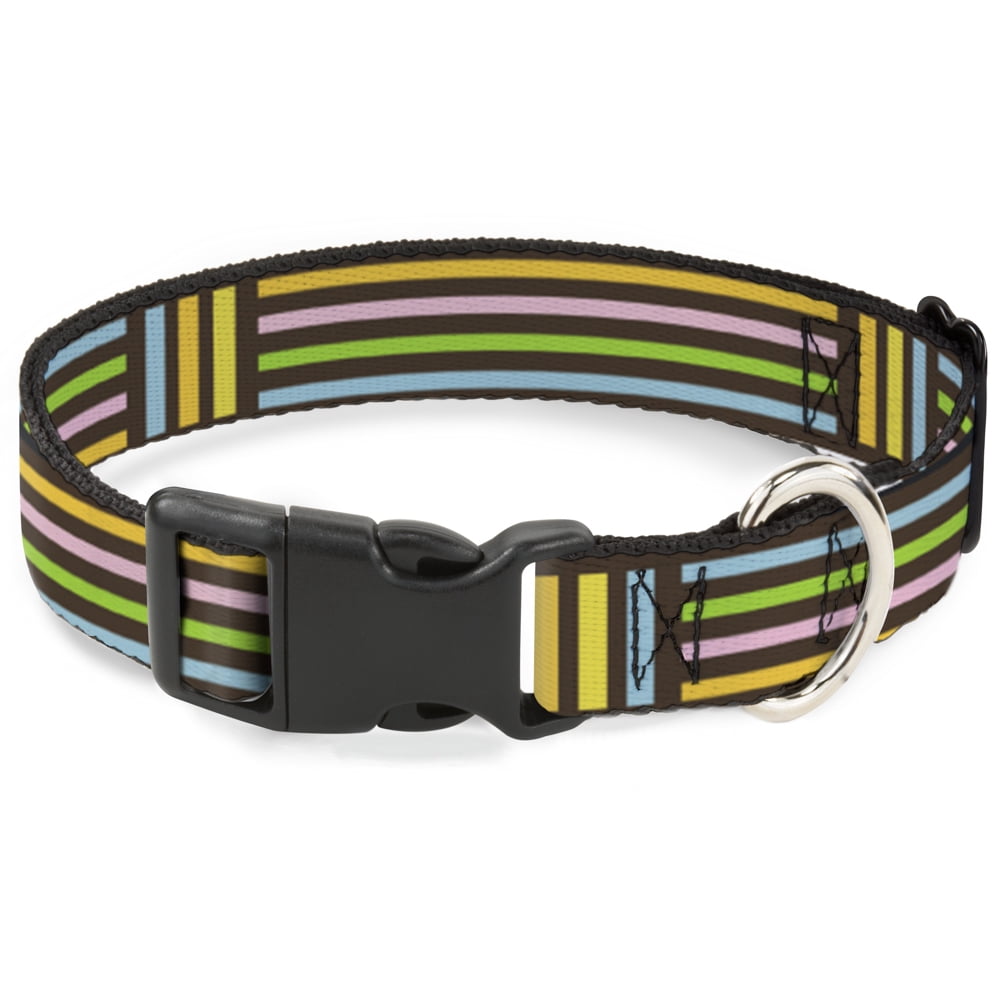 Buckle-Down Pet Collar, Dog Collar Plastic Buckle, Stripe Blocks Brown ...