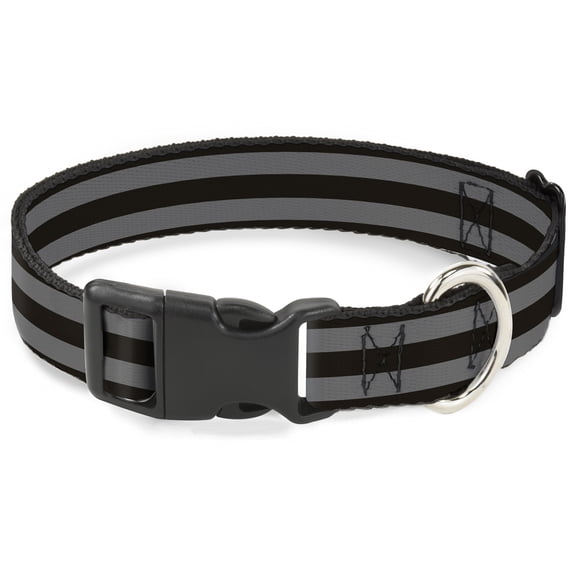 Buckle-Down Pet Collar, Dog Collar Plastic Buckle, Stripes Black Gray ...