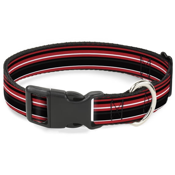 Buckle-Down Pet Collar, Dog Collar Plastic Buckle, Stripes Red Black ...