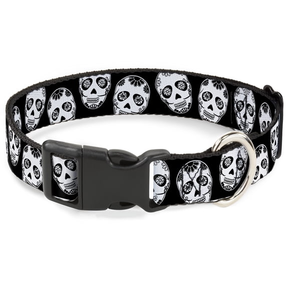 Buckle-Down Pet Collar, Dog Collar Plastic Buckle, Sugar Skulls Black ...