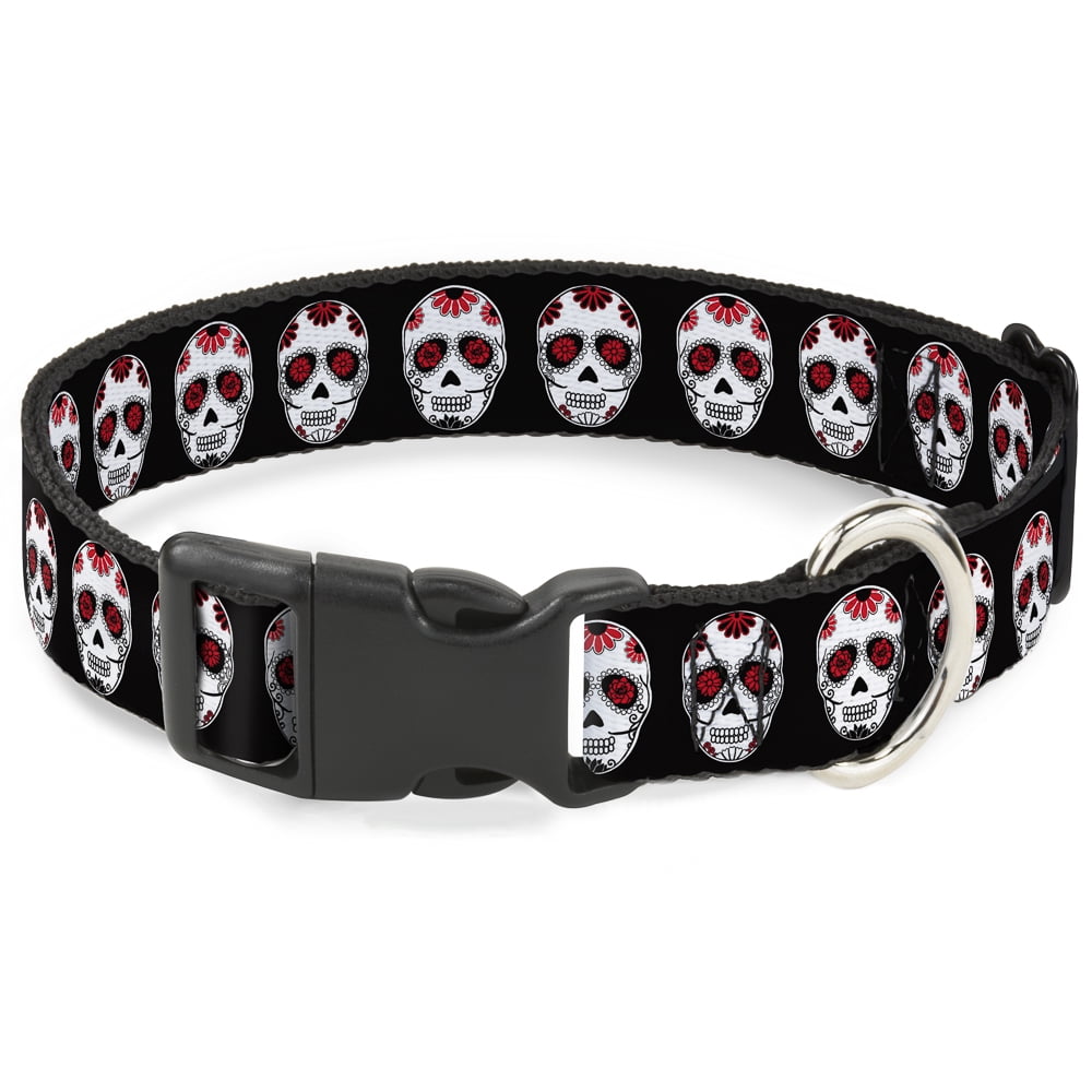 Buckle-Down Pet Collar, Dog Collar Plastic Buckle, Sugar Skulls Black ...