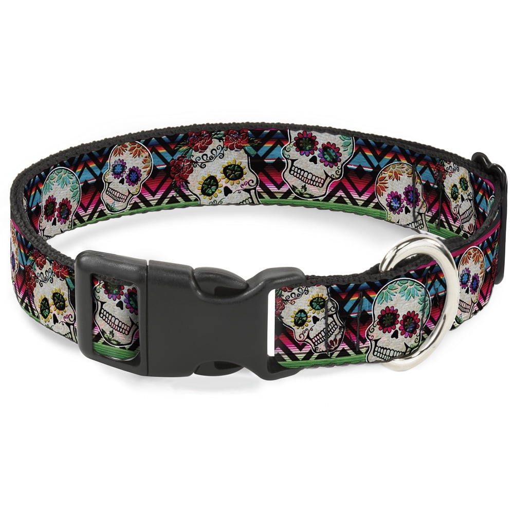 Buckle-Down Pet Collar, Dog Collar Plastic Buckle, Sugar Skulls Zarape ...