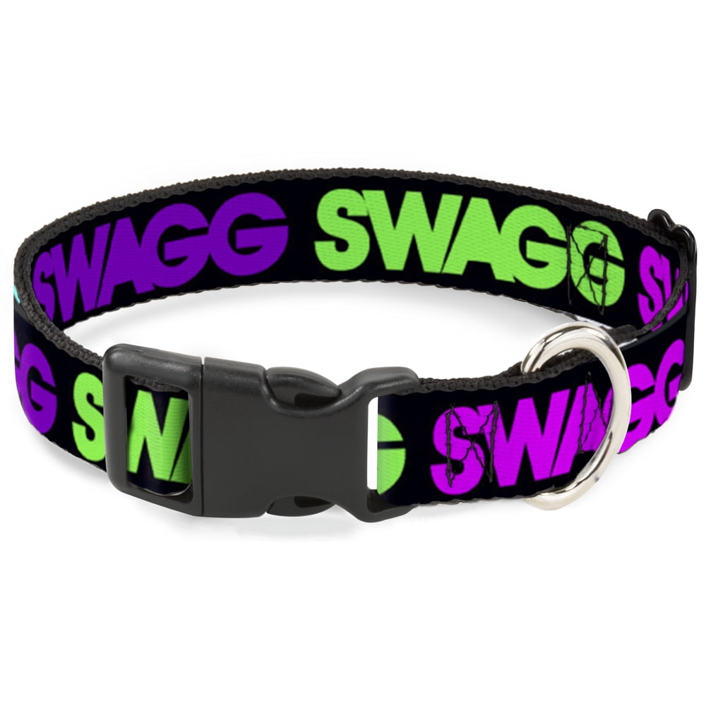 Buckle-Down Pet Collar, Dog Collar Plastic Buckle, Swagg Black Hot Pink ...